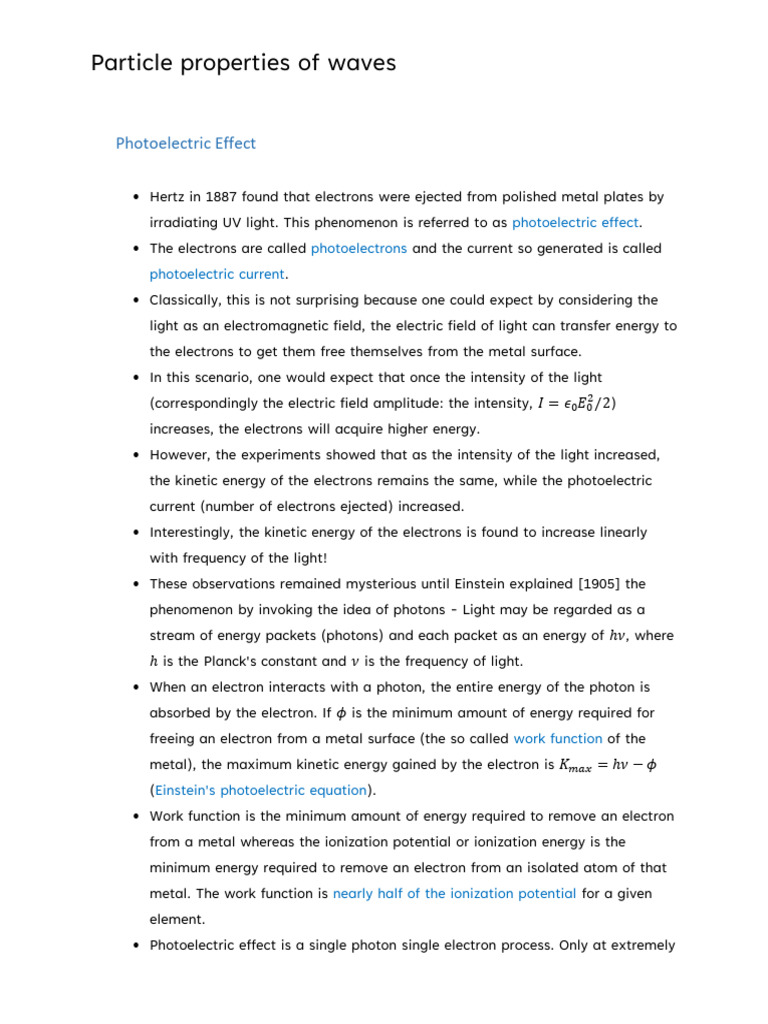 2 - Particle Properties of Waves | PDF | Photoelectric Effect | Electron