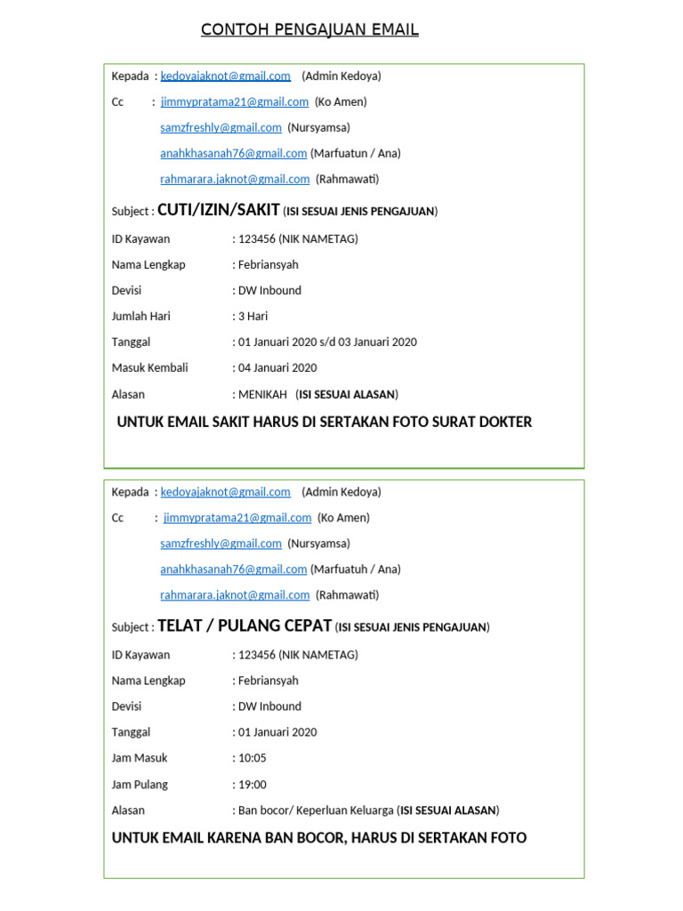 Contoh Pengajuan Email DW | PDF