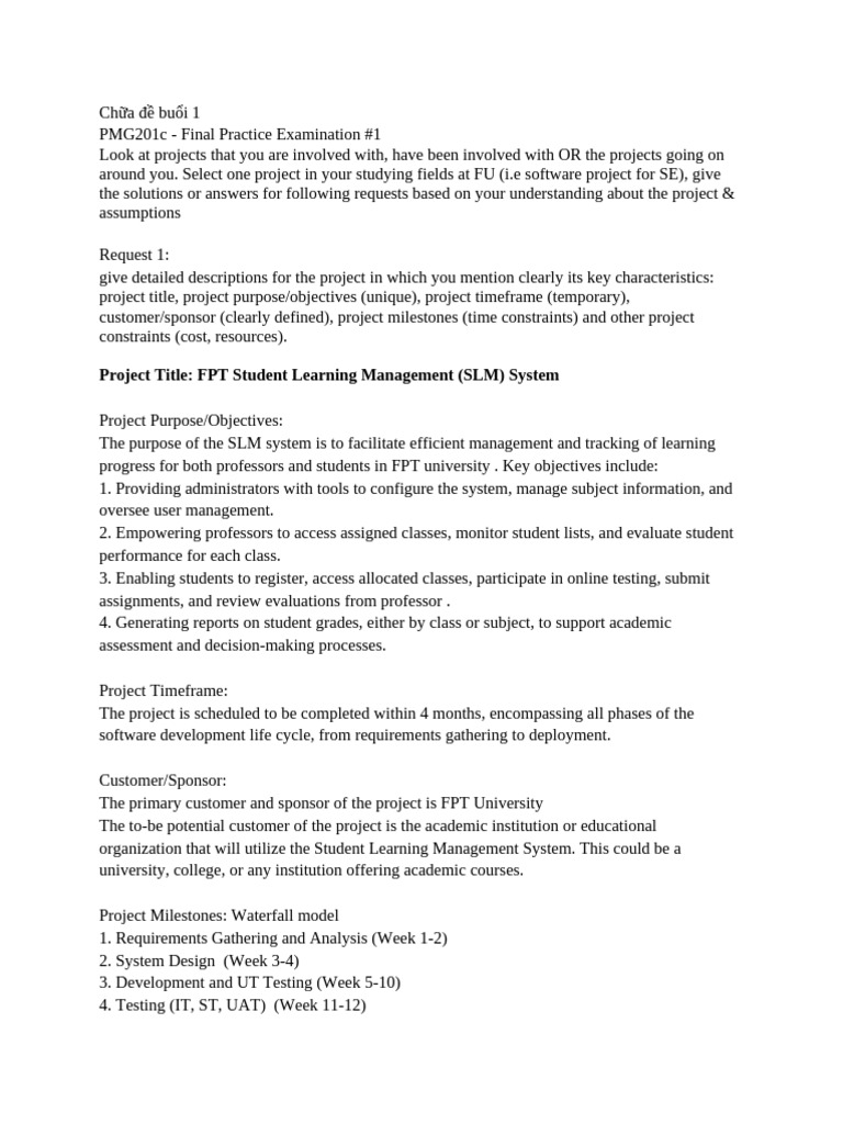 Chữa Đề Buổi 1 - Fall24 | PDF | Scrum (Software Development) | Software Development