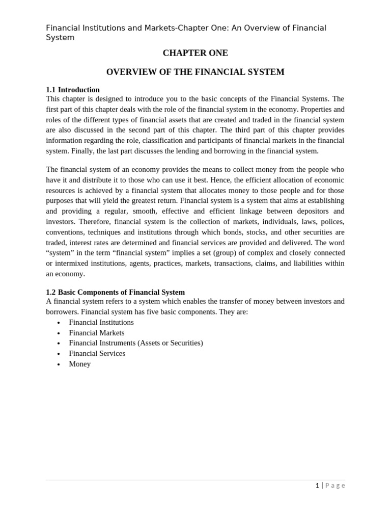 Chapter 1 Pdf Financial Markets Securities Finance