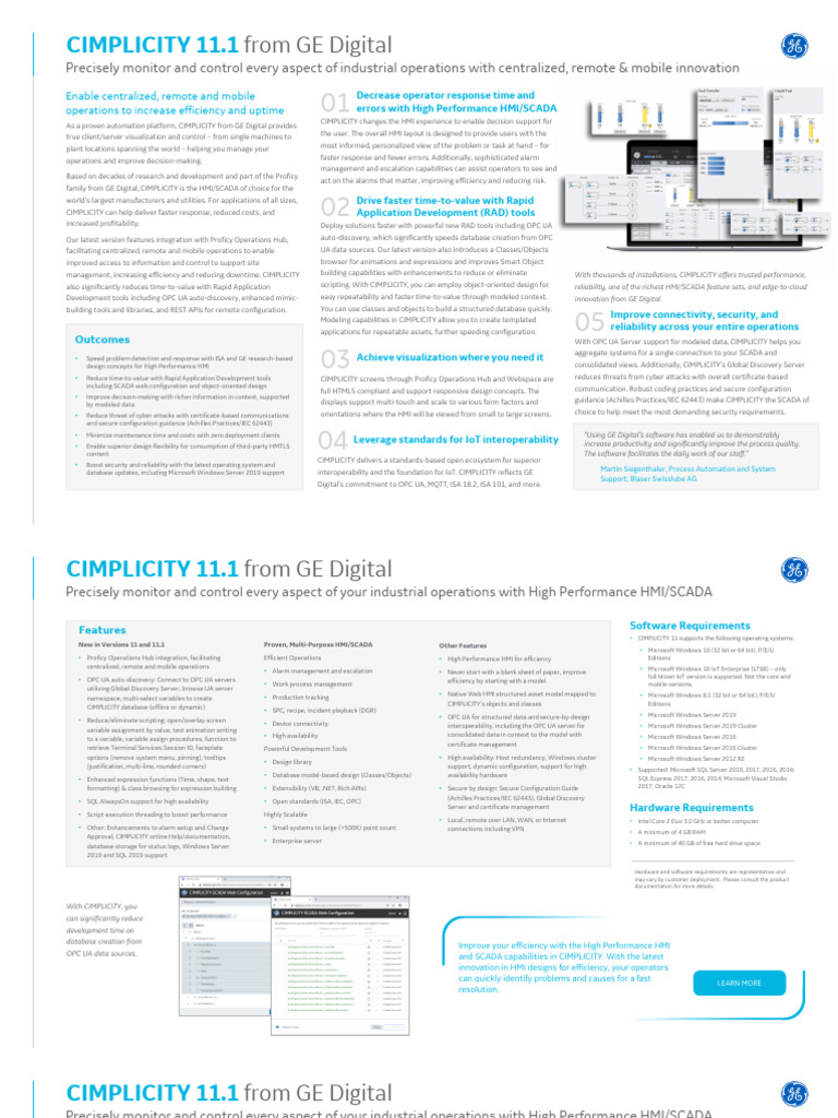 Cimplicity 11 1 Datasheet | PDF | Scada | Databases