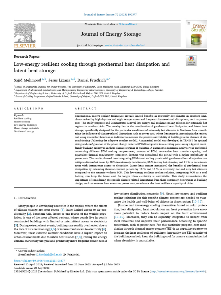 Low-Energy Resilient Cooling Through Geothermal Heat Dissipation | PDF ...