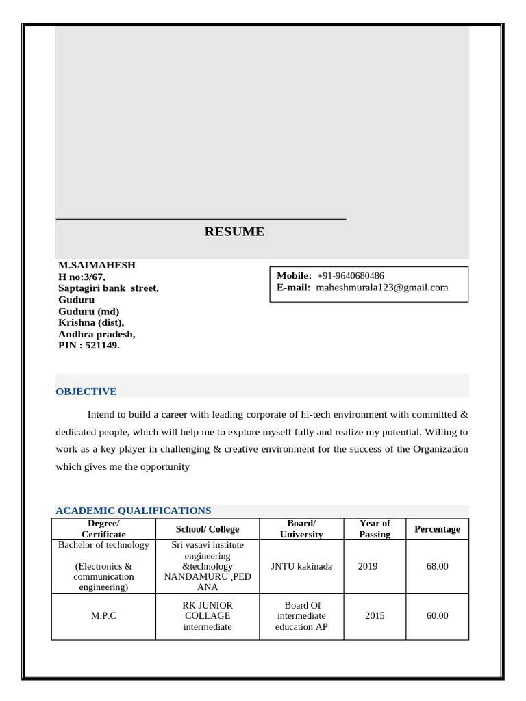 Sai Resume | PDF | Computing