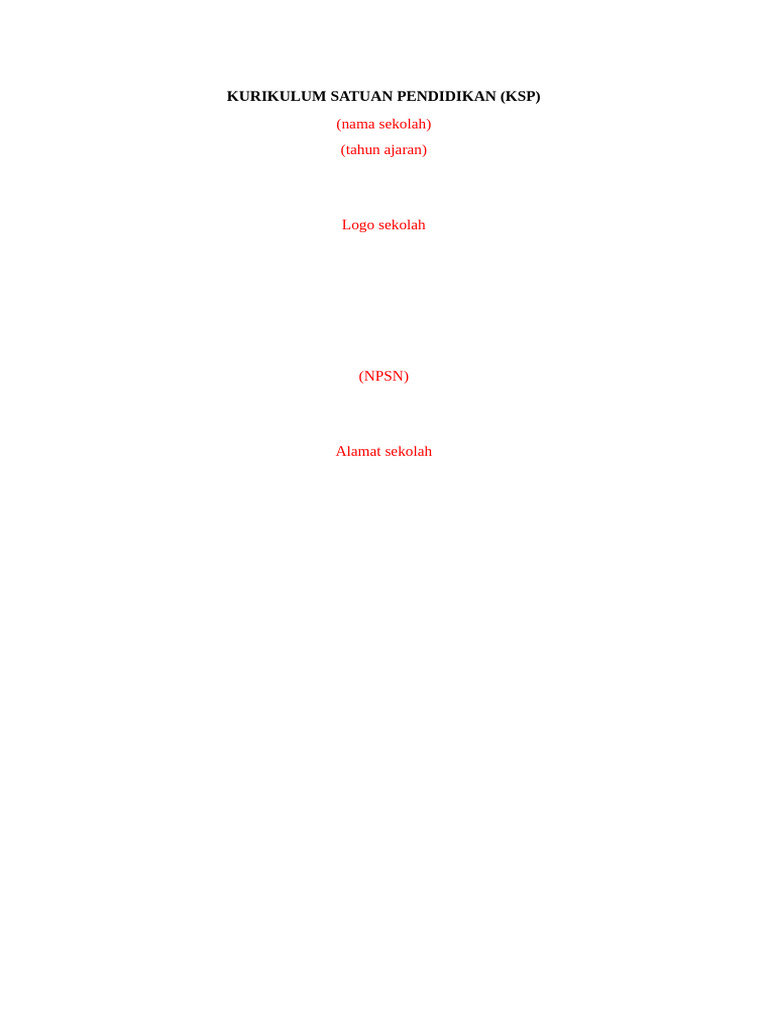 Template KURIKULUM SATUAN PENDIDIKAN | PDF