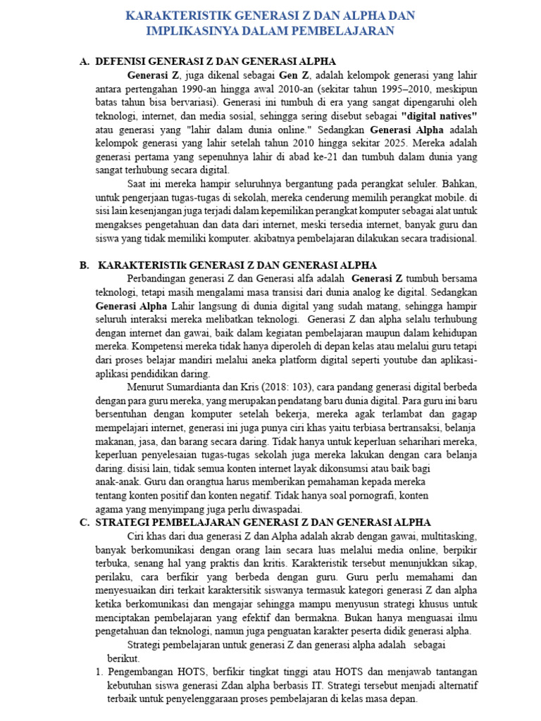 Tantangan Kerja Generasi Z dan Alpha | PDF