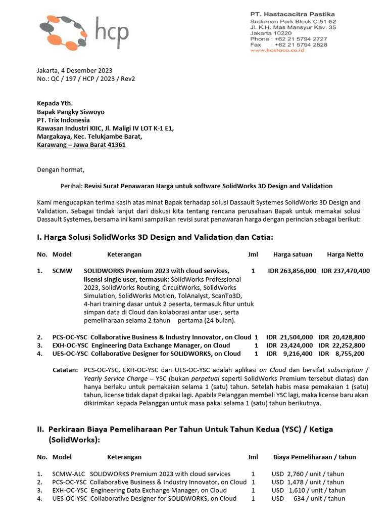 Trix Indonesia - SW quotation - 9-11-2023 - rev 23-11-23 - rev 4-12-23 ... Trix Indonesia - SW quotation - 9-11-2023 - rev 23-11-23 - rev 4-12-23 ...