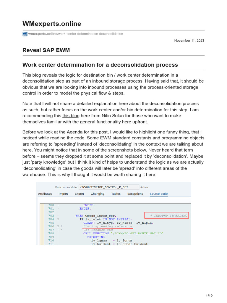 SAP EWM Deconsolidation Logic | PDF | Computer Programming