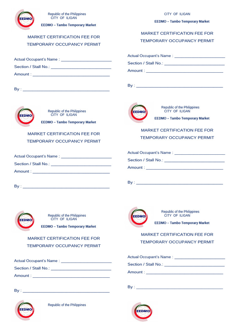 Form-Certification for Temp Occupancy Permit | PDF