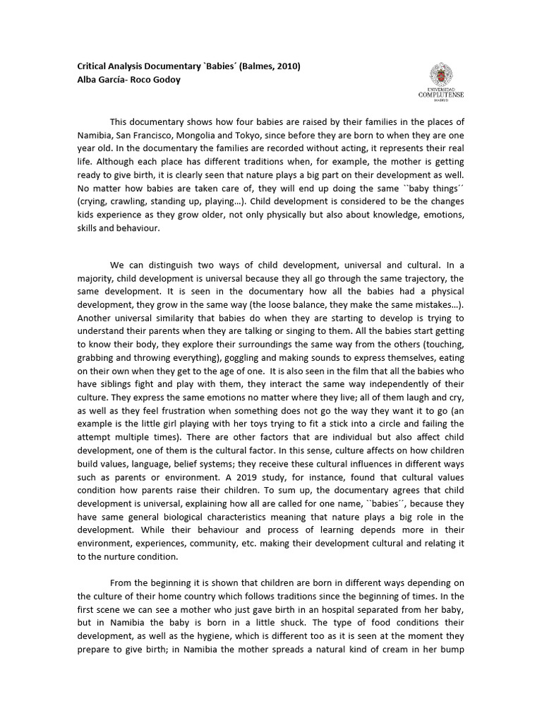 Critical Analysis Documentary | PDF | Infants | Child Development