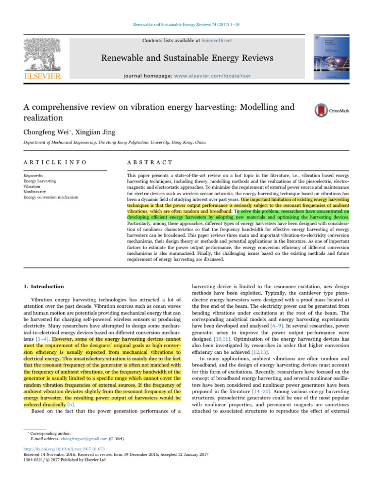 A Comprehensive Review On Vibration Energy Harvesting Modelling and ...
