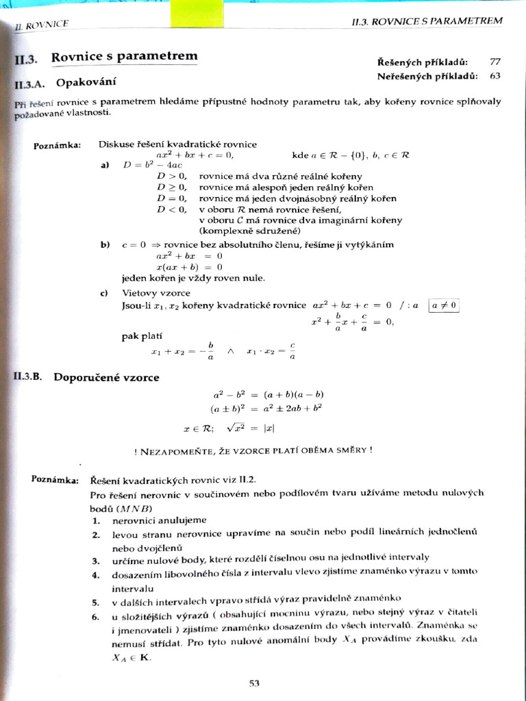 Kvadratické Rovnice S Parametrem | PDF