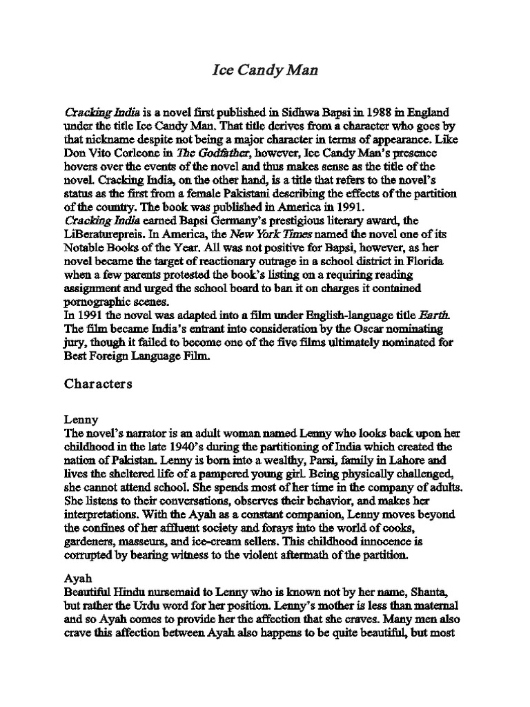 Ice Candy Man.docx | PDF