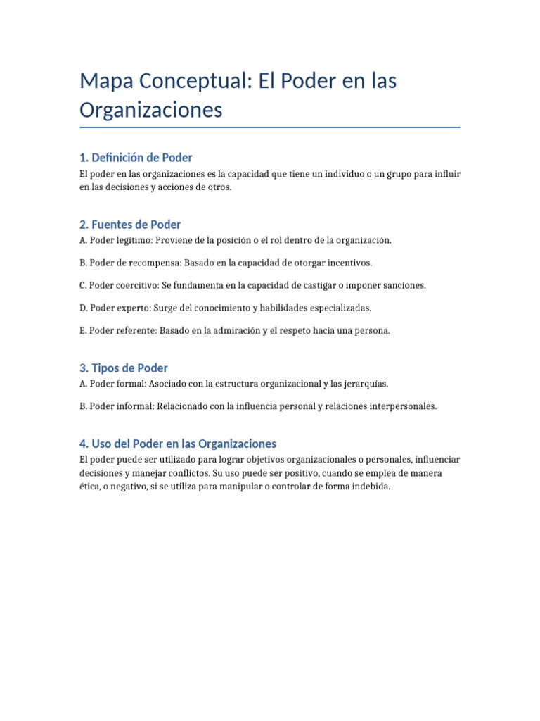 Mapa Conceptual Poder Organizaciones | PDF