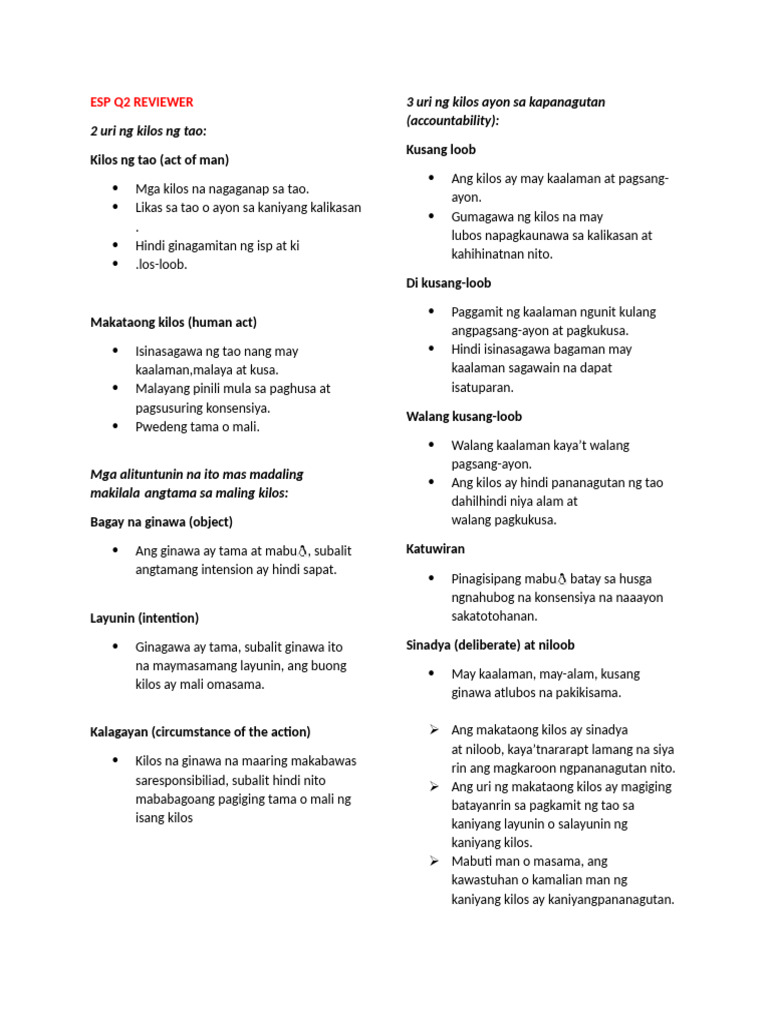 esp q2 reviewer | PDF
