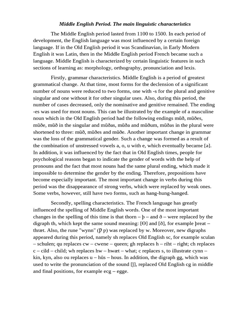 Middle English Period | PDF | English Language | Grammatical Number