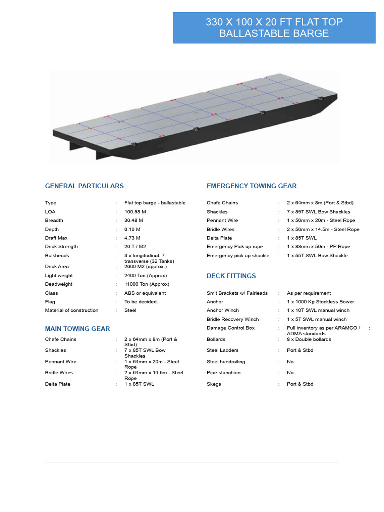 330' Flat Top Barge | PDF | Anchor | Water Transport