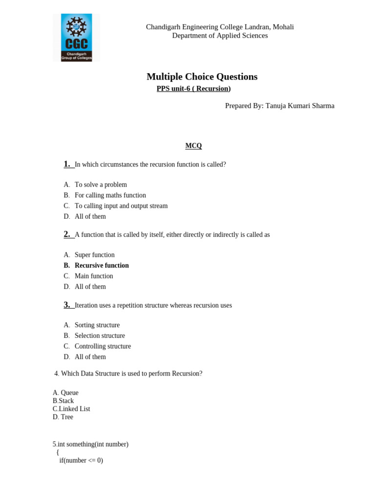 pps unit 6- MCQ | PDF