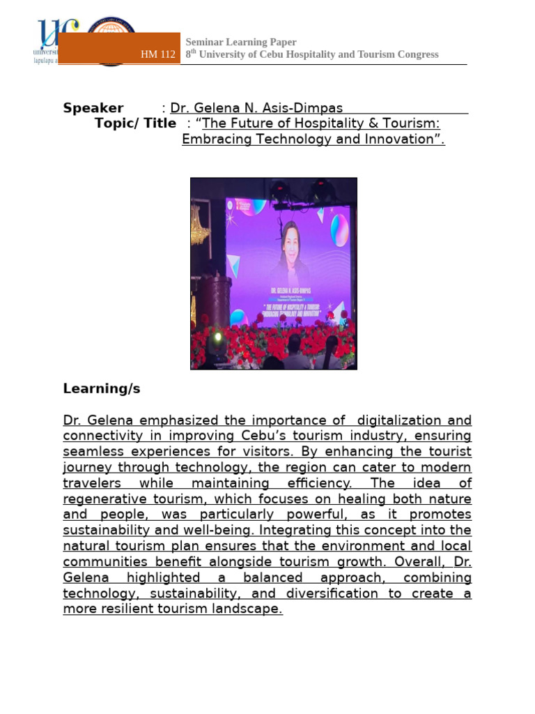 Congress Learning Paper (EDITED) | PDF | Tourism | Learning