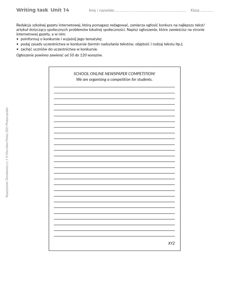 Unit 14 Writing Task | PDF