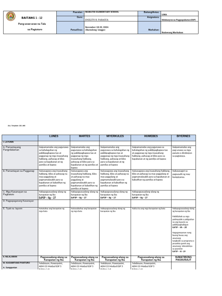 ESP DLL Q2 WEEK 8 | PDF
