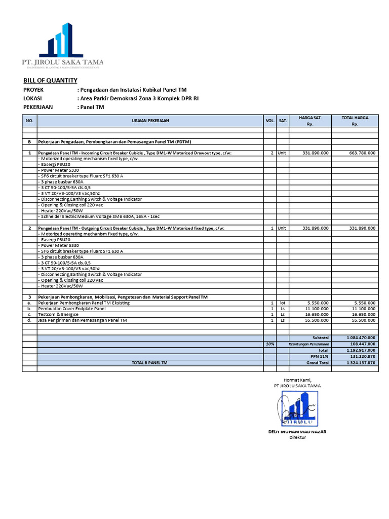 Boq Trafo Dan Kubikal | PDF