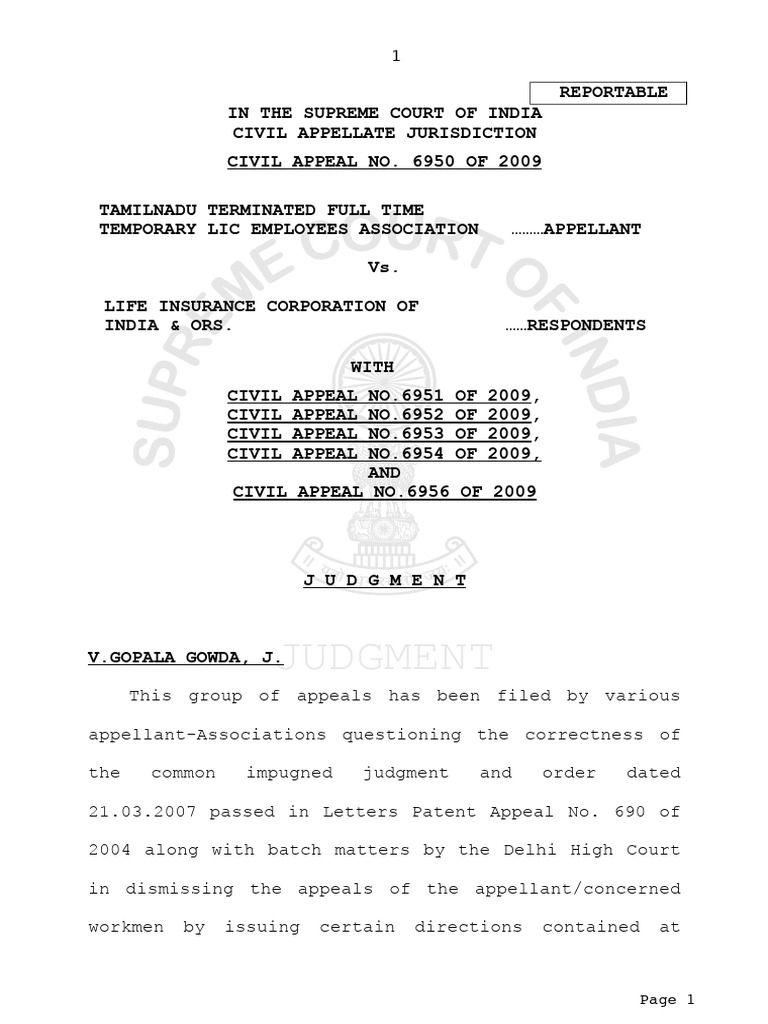 LIC Employee Absorption Appeals Judgment | PDF | Appeal | Judgment (Law)