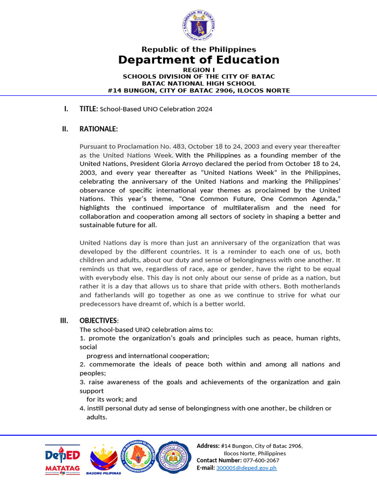 Activity Proposal UNO Celebration 2024 | PDF