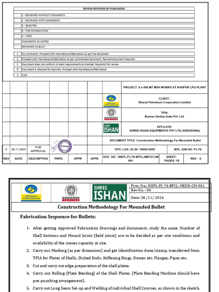 Construction Methodology For Mounded Bullets | PDF | Welding | Construction