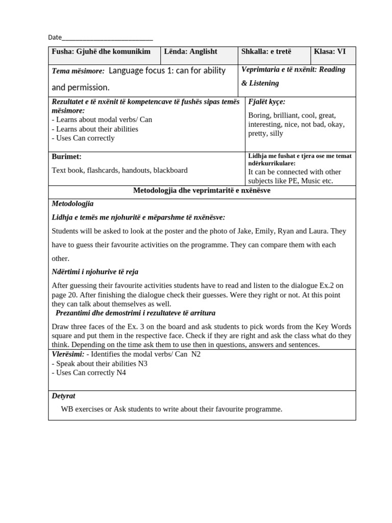 Lesson Plan No 6 | PDF