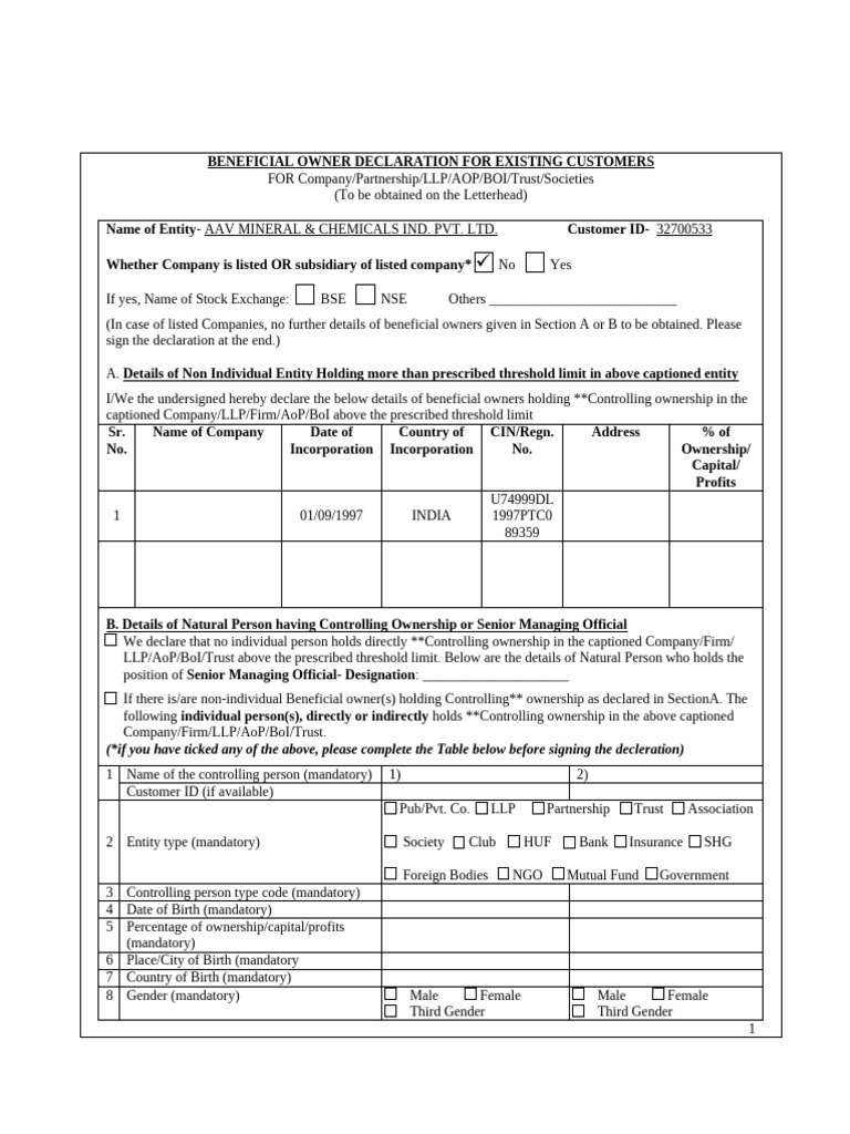 HDFC-Beneficial Owner Declaration | PDF | Identity Document | Government