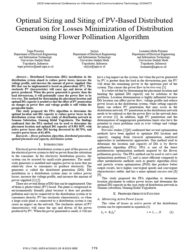 Optimal Placement of RES in Distribution System | PDF | Electric Power ...
