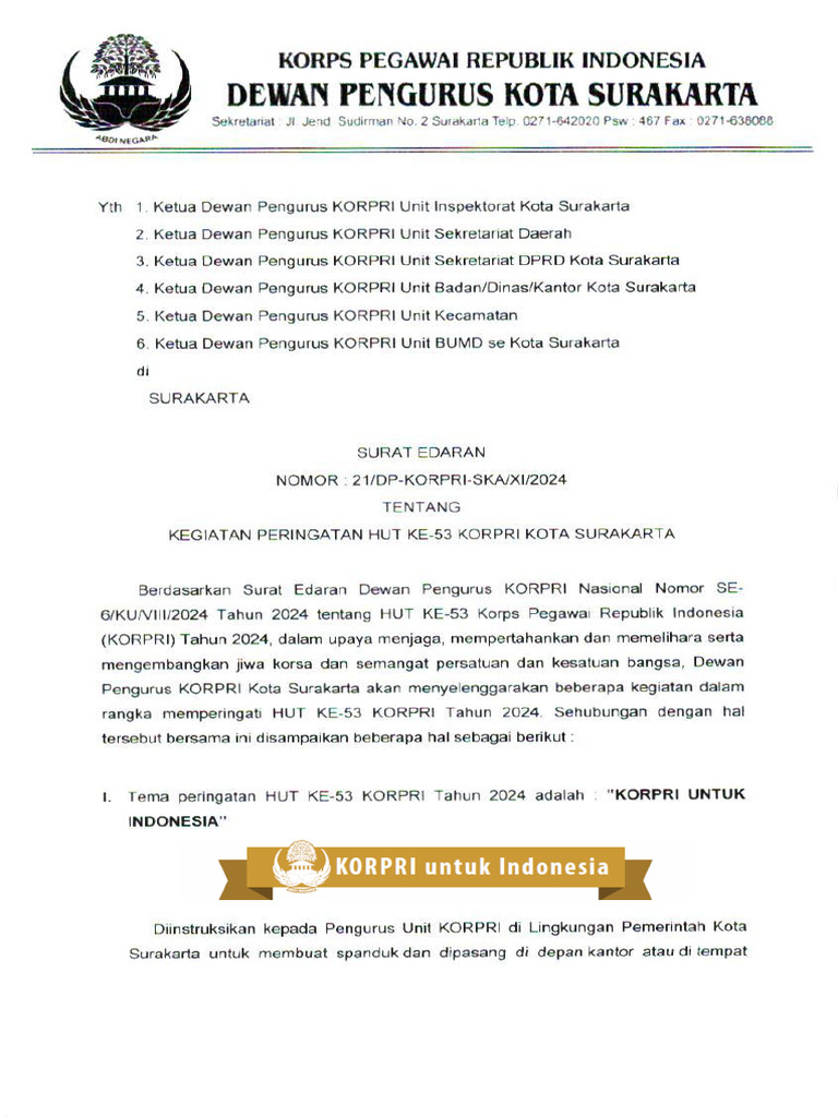 SE HUT KORPRI KE - 53 KOTA SURAKARTA | PDF