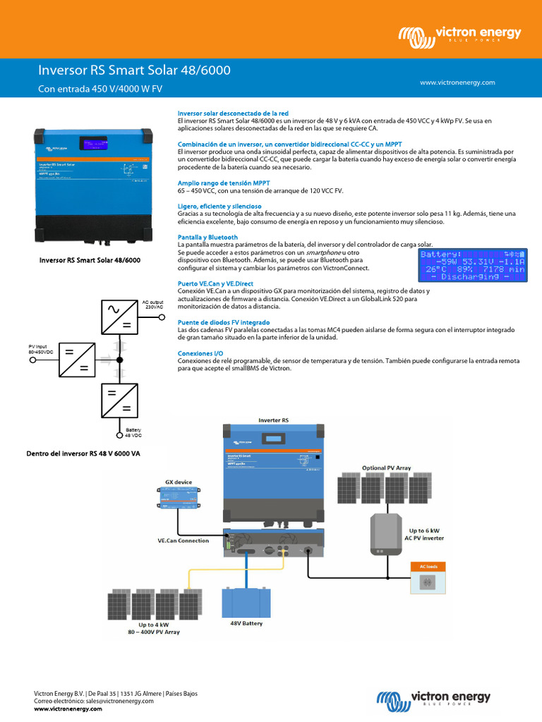 Datasheet Inverter RS Smart Solar ES | PDF | Inversor de energia | Bluetooth