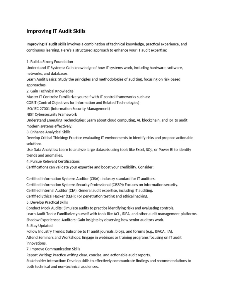Enhance Your IT Audit Skills Effectively | PDF | Audit | Information ...
