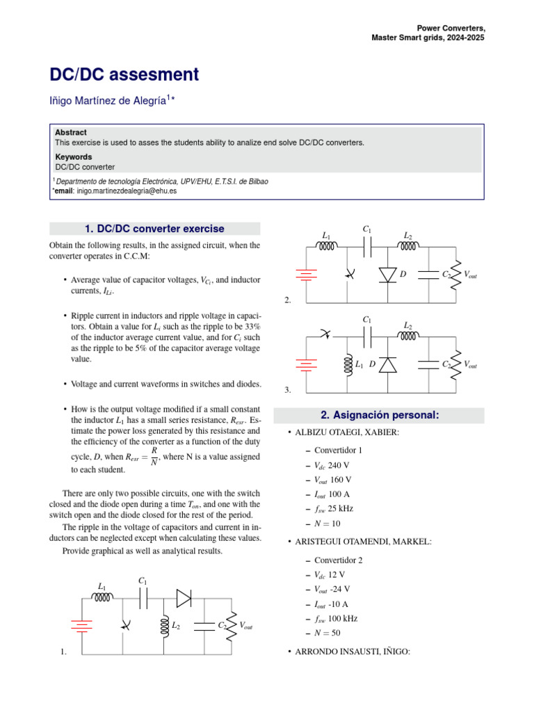 Ejercicio Sepic Zeta Cuk 2024 | PDF | Direct Current | Power Electronics