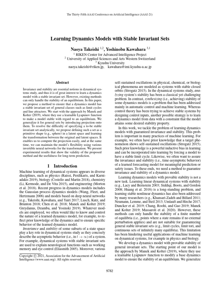 Learning Dynamics Models With Stable Invariant Set | PDF | Stability Theory | Dynamical System