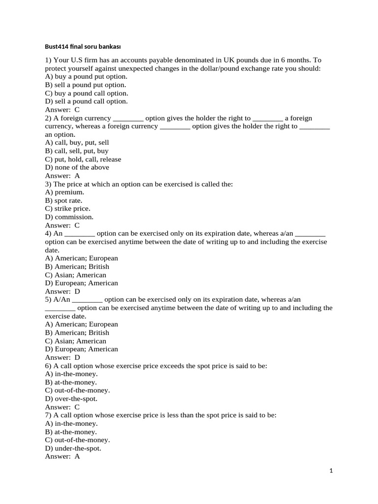 Currency Options and Exchange Rate Strategies | PDF | Option (Finance) | Exchange Rate