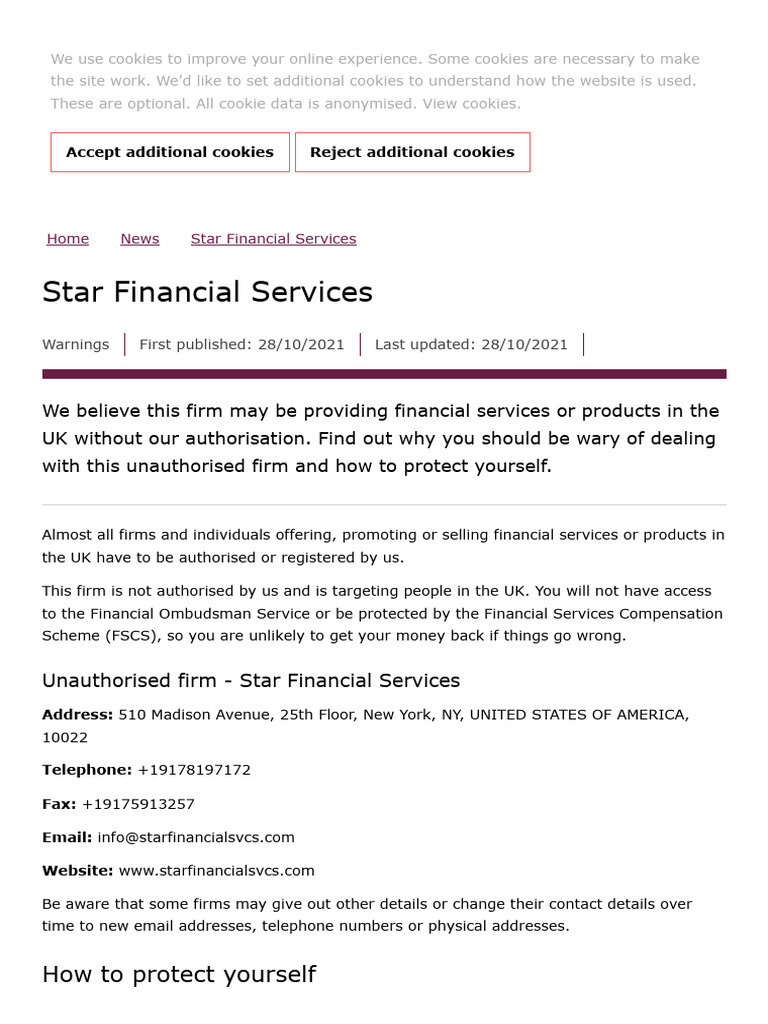 Star Financial Services - FCA | PDF | Http Cookie