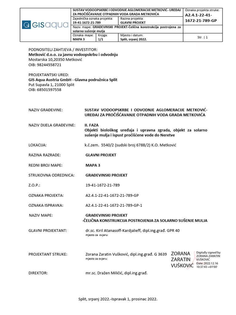 Gradevinski Projekt-Celicna Konstrukcija Postrojenja Za Solarno Susenje ...