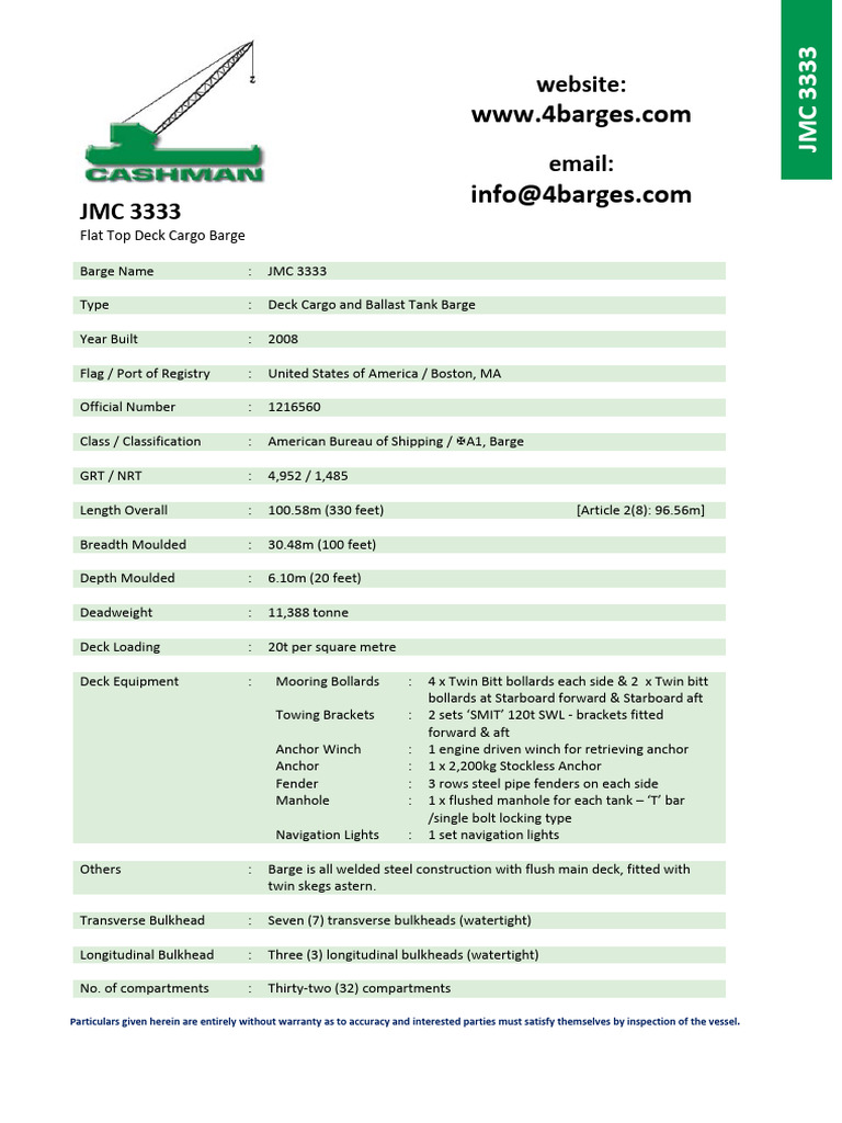 JMC 3333 - Specification Sheet | PDF | Anchor | Deck (Ship)