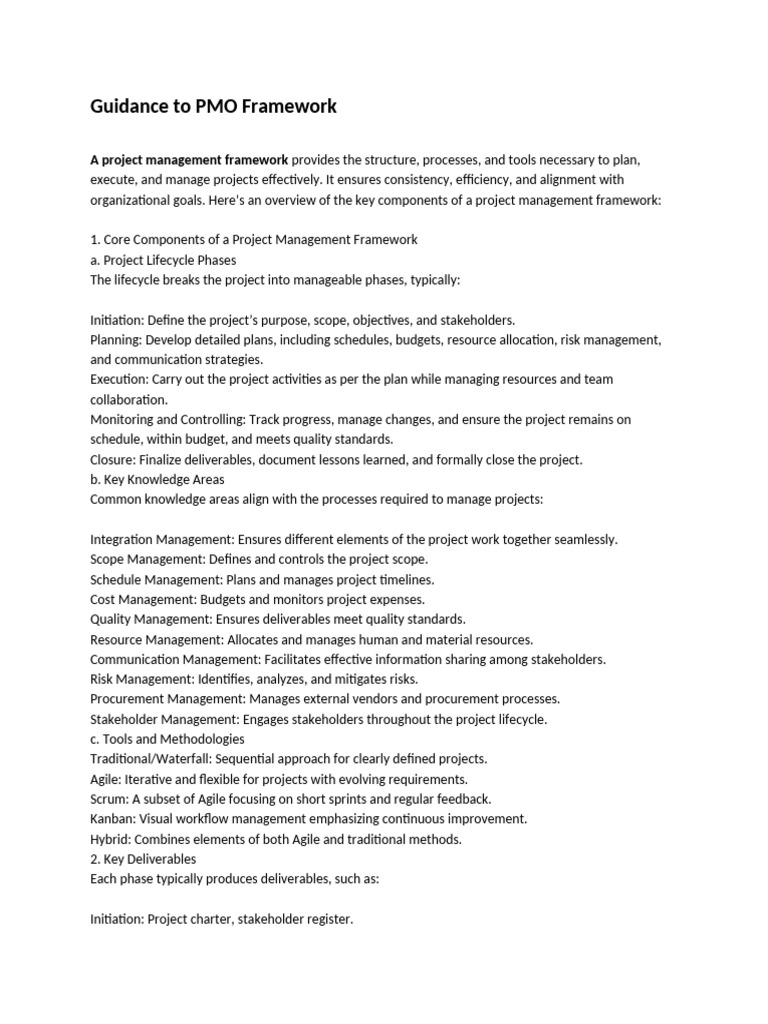 Guidance To PMO Framework | PDF | Project Management | Agile Software ...