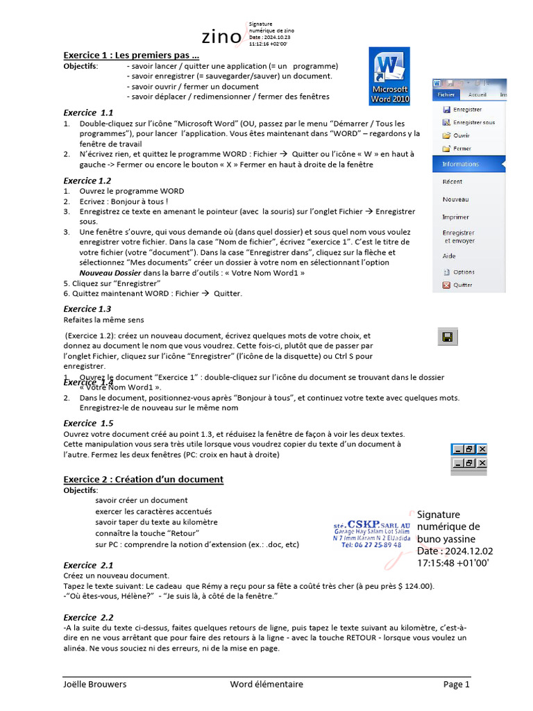 Word1 Exercices | PDF | Microsoft Word | Informatique