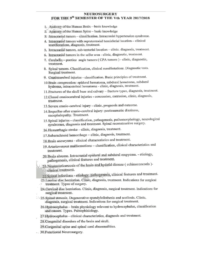 Neurosurgery Summary | PDF | Vertebra | Vertebral Column