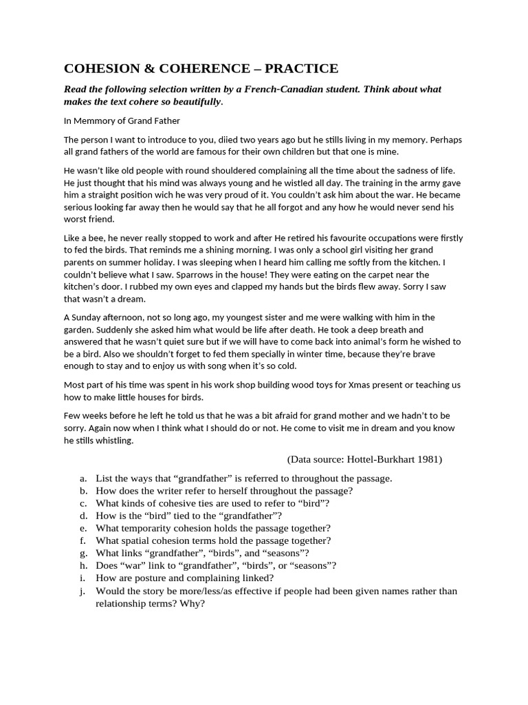 Cohesion&Coherence_PRACTICE | PDF