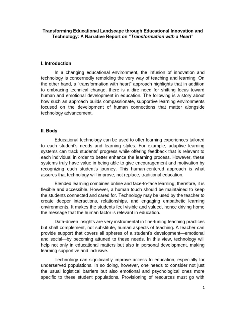 Transforming Educational Landscape Through Educational Innovation and ...