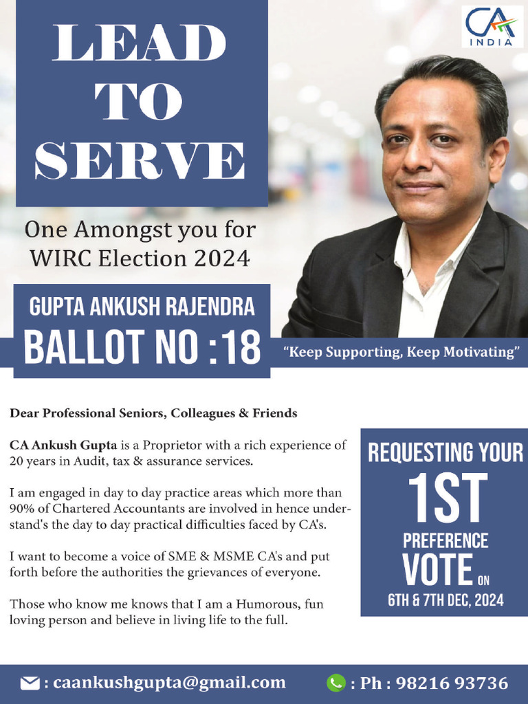 CA Ankush Gupta Manifesto | PDF
