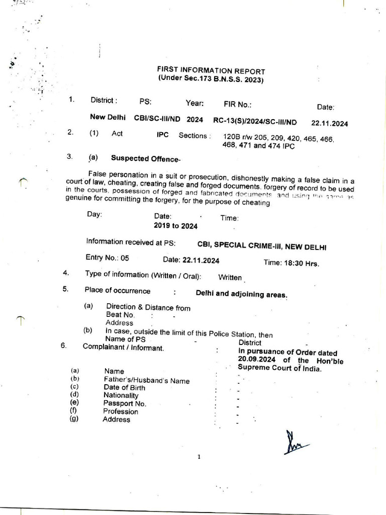 CBI FIR Fake Lawyer Case Supreme Court 1 | PDF