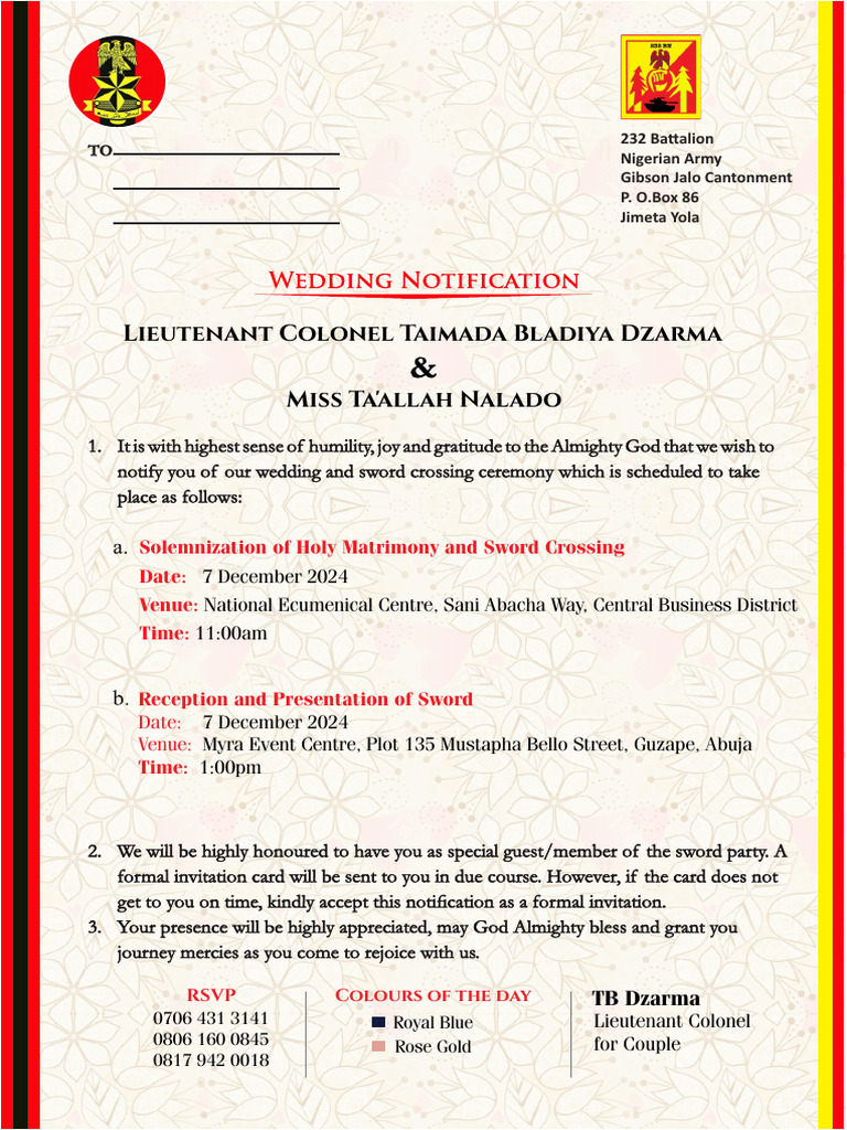 Military Wedding Invitation | PDF