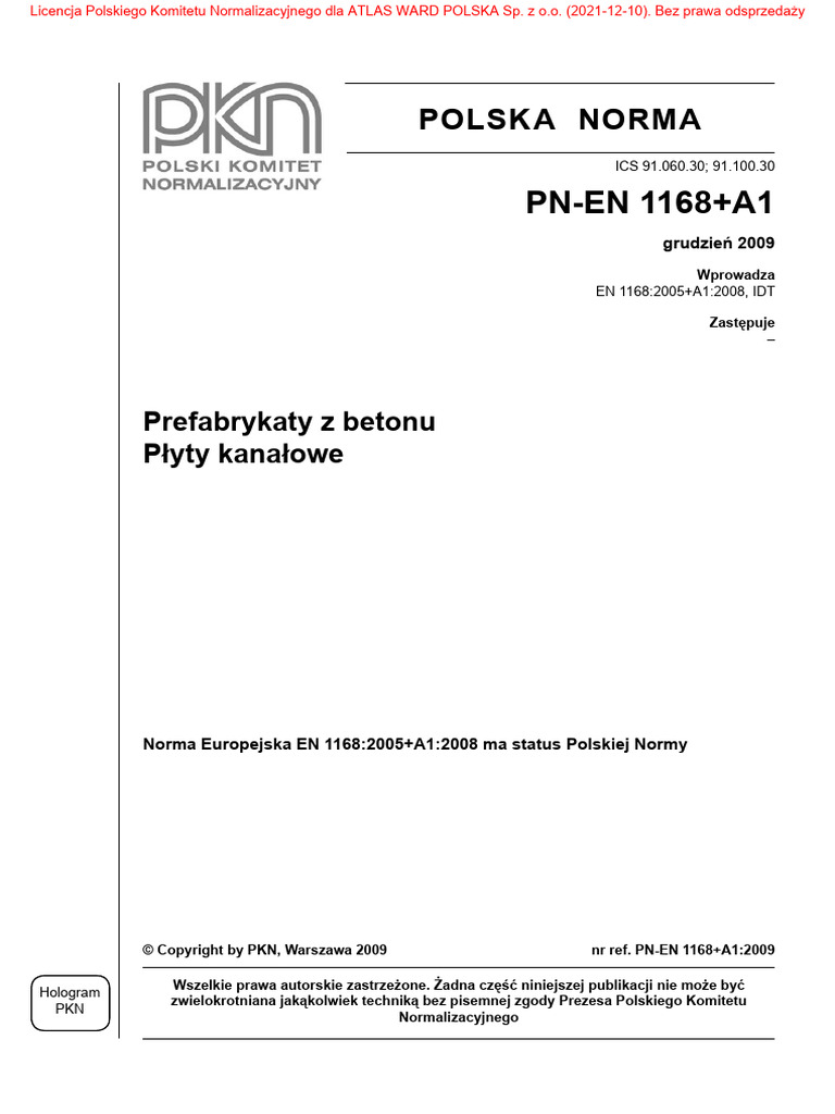 PN-EN 1168+A1: Polska Norma | PDF