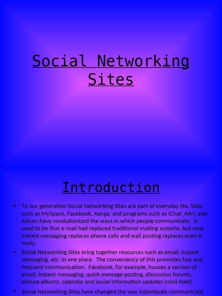 Social Networking Sites | PDF | Social Networking Service | Mass Media